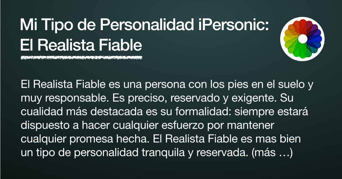 Tu tipo de personalidad: Realista Fiable (RF)